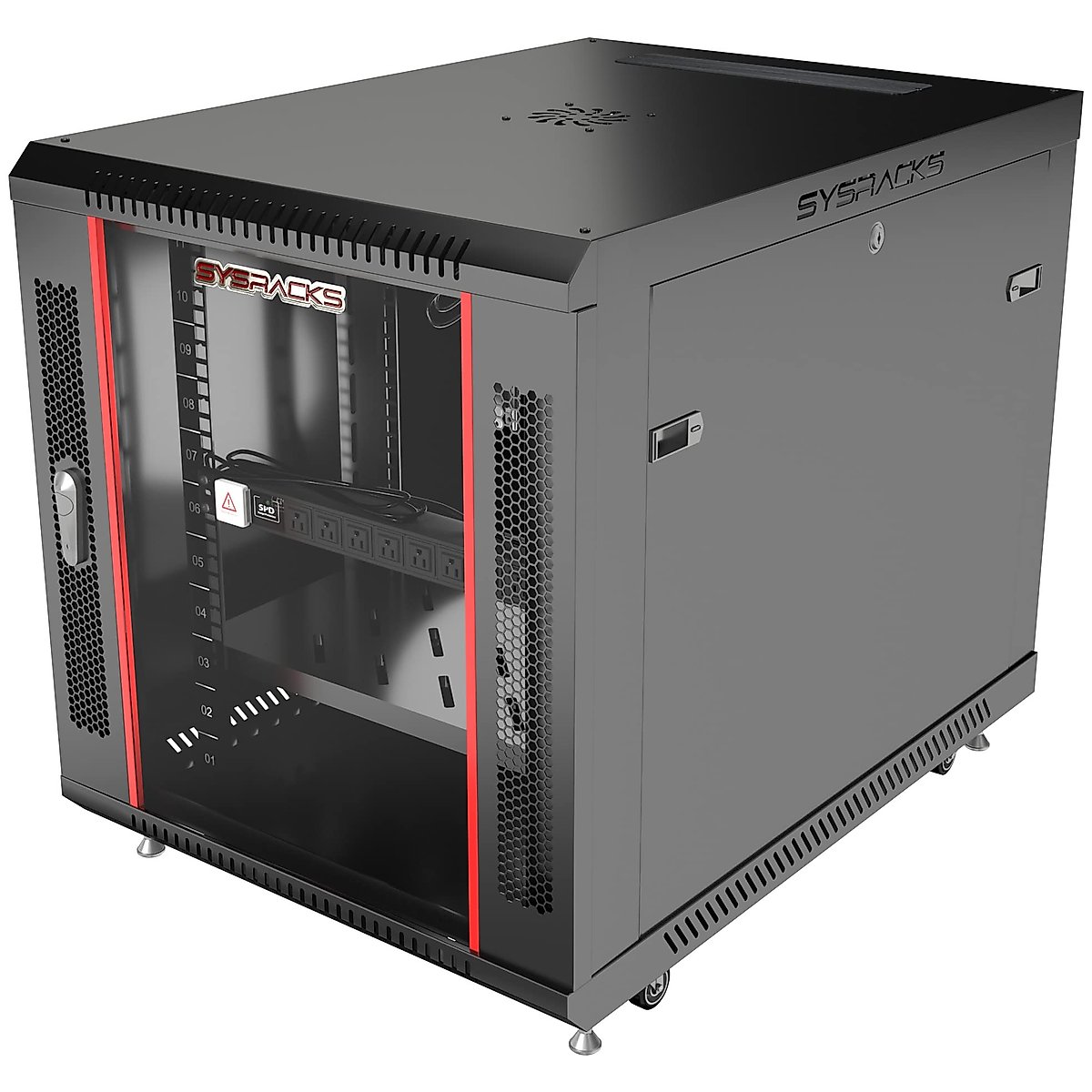 Sysracks Server Rack Network Cabinet Rack 35 inch Deep Lockable Server on Casters with - POWERBAR - Shelf - Fan - Hardware - for Data - AV - Computer - Networking - PC Equipment (12U 35-Inch Depth)