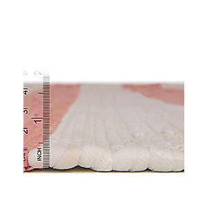 Unique Loom Chindi Rag Collection Area Rug - Striped (4' 1" x 6' 1" Rectangle, Coral and Ivory)
