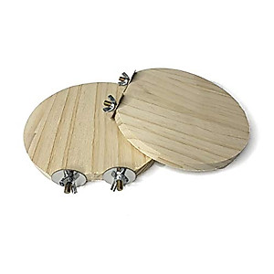 Hamiledyi 4 Pcs Natural Wood Hamster Stand Platform Rat Activity Playground Chinchilla Cage Accessories with Stainless Steel Washers for Bird, Parrot, Mouse, Gerbil and Dwarf