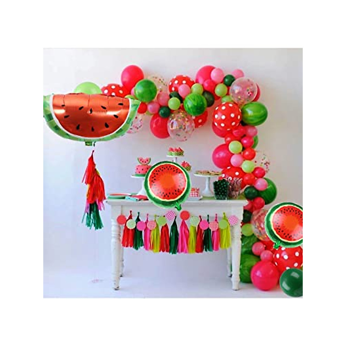 Watermelon Balloons Party Decorations Kit -110pcs Red Pink Green Polka Dot Balloons Watermelon Balloons for Birthday Party,Wedding Baby Shower, Summer One in a Melon Party Decorations