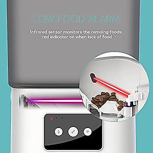 Automatic Dog and cat Feeder, WELLPET WiFi-Enabled Smart cat Food Dispenser, Automatic Dog Food Dispenser with APP Remote Control Part, cat Feeder with Low Food Alarm, Dual Power Supply