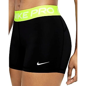 Nike Womens Pro 3" Shorts (Black/Volt/White, Medium)