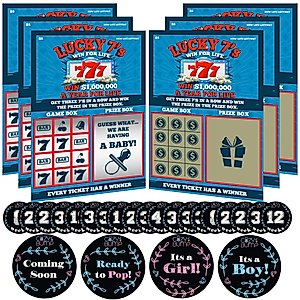 Back & Bump Comfort Pregnancy Announcement Scratch Off Cards for Baby Announcement - 6 Pregnancy Scratch Offs Included - Comes with Pregnancy Stickers