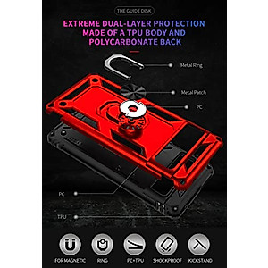 SunRemex for Google Pixel 7 Pro Case with Invisibility Screen Protector, Magnetic Ring Holder Kickstand,[Military Grade] 20ft. Drop Tested Protective Phone Case for Google Pixel 7 Pro (Red)
