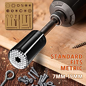 Universal Socket Tools Gifts for Men, Multi-Function Universal Socket Wrench Sets, Super Socket Set, Christmas Stocking Stuffers Gift for Men, DIY Handyman, Dad, Husband,Friends(7-19mm),Black