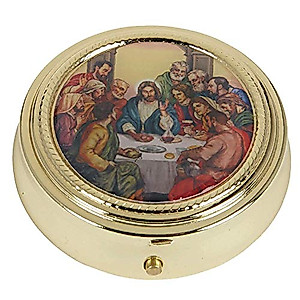 Gold Toned Catholic Communion Chalice Eucharist Host Carrier Travelling Pyx