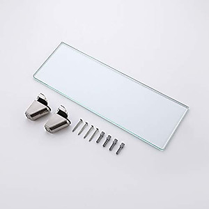 KES 14-Inch Bathroom Tempered Glass Shelf 8MM-Thick Wall Mount Rectangular, Brushed Nickel Bracket, BGS3202S35-2