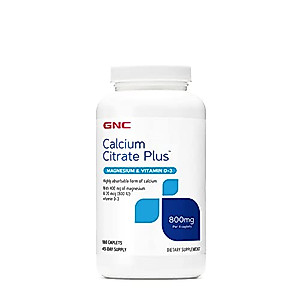 GNC Calcium Citrate Plus Magnesium & Vitamin D-3 800mg | Highly Absorbable Form of Calcium | 180 Count