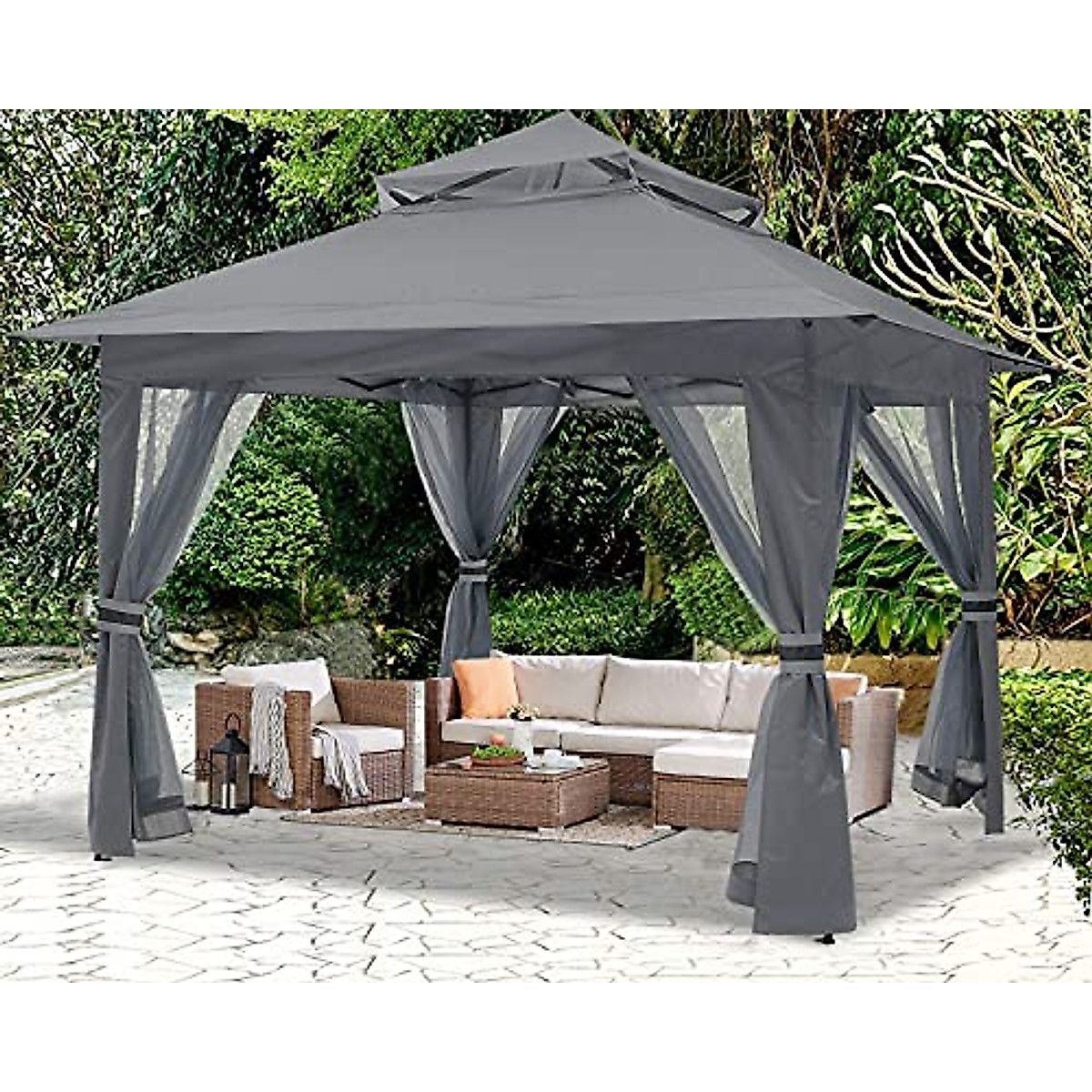 ABCCANOPY Pop Up Gazebo 13x13 - Outdoor Canopy Tent with Mosquito Netting for Patio Garden Backyard(Gray)