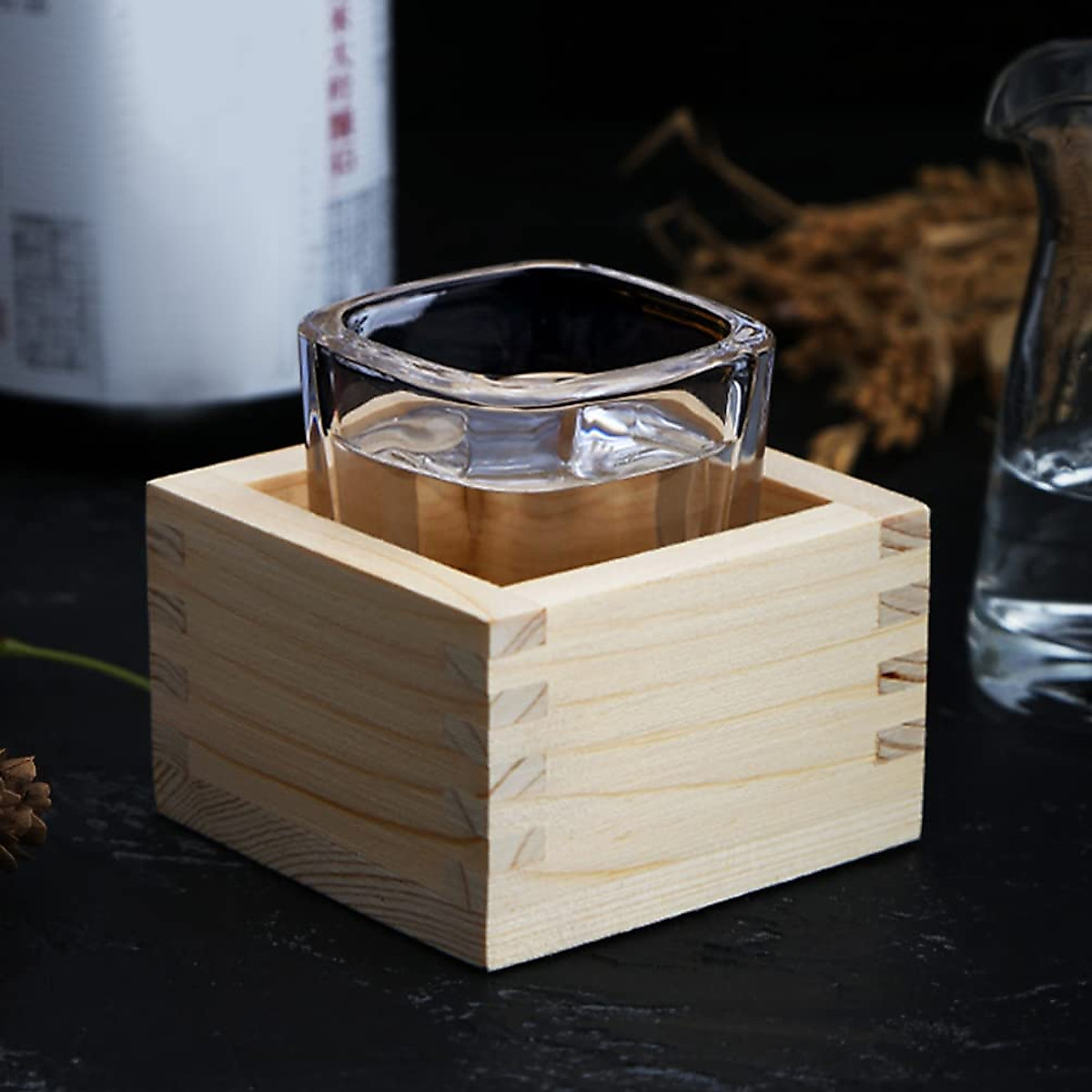 Cabilock Wood Cup Cup Wooden Sake Cups Masu Japanese Hinoki Wood Saki Cup Box Masu Sake Cups Traditional Tea Cups Decorative Drink Teaware For Sake Tea Sake Serving Wood Cups Wood Wood Cups