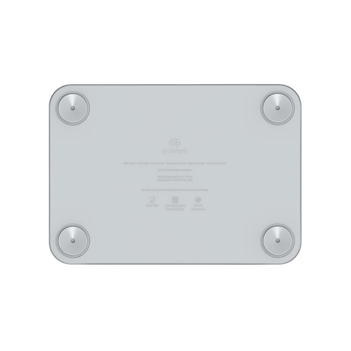 Generic Dr. Betty’s - Food Grade Silicone Placemat / Play Mat with Super Suction and Raised Edges to Contain Messes for Babies + Toddlers + Kids | Non-Slip, Dishwasher Safe (Gray)