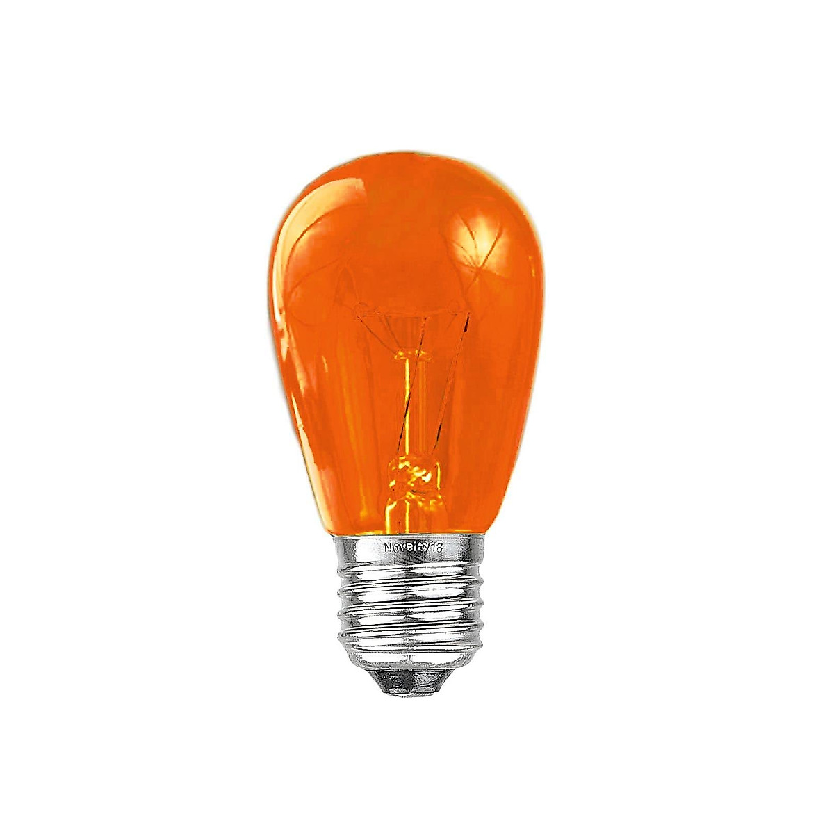 Novelty Lights 25 Pack S14 Outdoor Patio Edison Replacement Bulbs, E27 Medium Base, Amber/Orange, 11 Watt