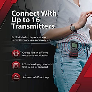 Wireless Driveway Alarm Portable Receiver PR-4000 - Compatible with Dakota Alert 4000 Transmitters | Battery-Powered Monitor Comes with USB Charger & Belt Clip, Driveway Alarms Wireless