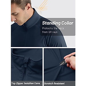 TACVASEN Sun Shirts for Men Long Sleeve UV Protection Rash Guard Shirt Hiking Shirts Summer Shirts Golf Shirts Quick Dry Workout Shirts Navy XL