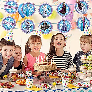 Frozen Birthday Party Supplies, Frozen Party Decorations Porch Sign, Door Banner Decorations for Frozen Theme Party Home Decorations
