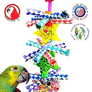Bonka Bird Toys 1586 Duo Foraging Star Vine Colorful Preening Shredding Chew Parrot Parrotlet, Quaker, Cockatiel, Cockatoo, African Grey, and Similar pet Birds