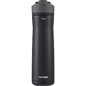 Contigo Cortland Chill 2.0 Stainless Steel Insulated Water Bottle, 24 oz, Licorice - Autoseal Spill-Proof Lid Great for On the Go - Keep Drinks Hot/Cold - Fits Most Cup Holders - Includes Carry Handle