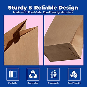 Fit Meal Prep 150 Pack 12 lb Brown Paper Lunch Bags, 13 x 7 x 4.5" Durable Paper Bags Bulk for Packing, Delivery, Take Out, Grocery, Retail Shopping, Premium Kraft Paper Sack for Snacks, Bakery