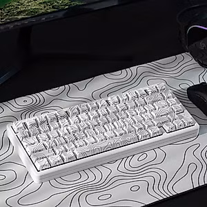 dagaladoo White Topographic keycaps Double Shot PBT keycaps Shine Through Keyboard Keys Side Printed Key caps Cherry Profile Custom keycap Set for100%, 75%, 65%, 60% US Layout Mechanical Keyboard