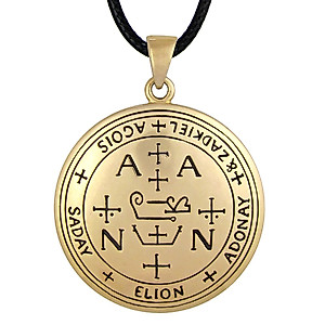 Moonlight Mysteries Bronze Sigil of Archangel Zadkiel Talisman Necklace