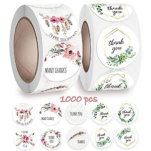 1000 Pcs Thank You Stickers Wedding Favors Small Business Envelope Seals Mini Candy Chocolate Stickers Party Gift Romantic Self-Adhesive Label 1 inch Stickers Rolls