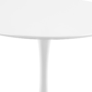 Round Dining Table, Tulip Kitchen Dining Table, Modern Small Desk Density Board Casual Table Coffee Table, Load-Bearing Capacity 165.35lbs, Suitable for Restaurant, Café, Dining Room, Balcony (White)
