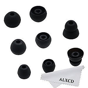ALXCD Ear Tip for Tour2 Beats Tour UrBeats Earphone, 4 Pair SML & Double Flange Durable Soft Silicone Replacement Ear Bud Eartip, Fit for Beats Tour Urbeats Tour 2 Earphone [4 Pair] (Black)