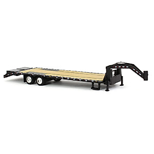 Greenlight 30390 Gooseneck Trailer - Black with Red and White Conspicuity Stripes (Hobby Exclusive) 1:64 Scale Diecast