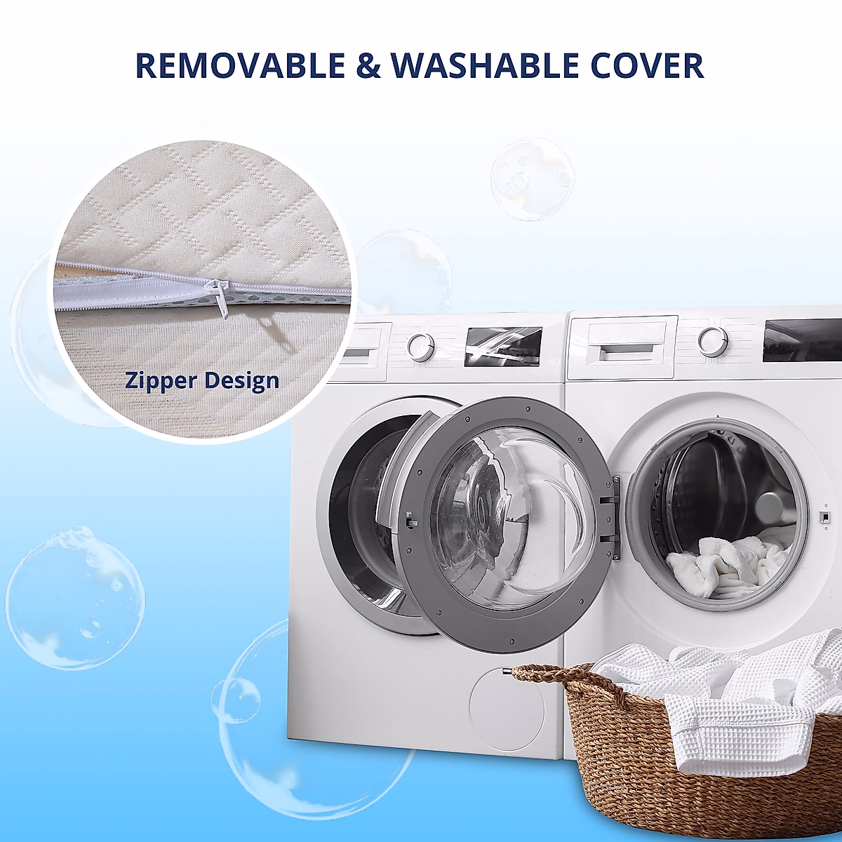 3 Inch Gel Memory Foam Mattress Topper Full Size, Cooling Bed Topper for Pressure Relief with Removable Breathable Soft Cover, CertiPUR-US Certified