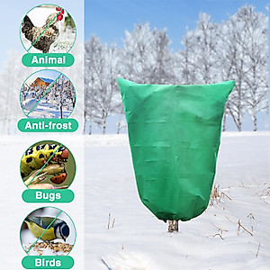 GonLei 2 Packs Plant Covers Freeze Protection 47.7" X 71.7" Large Frost Blankets for Plants Frost Cloth Plant Freeze Protection Tree Covers Freeze Protection Covers Bags with Zipper Drawstring