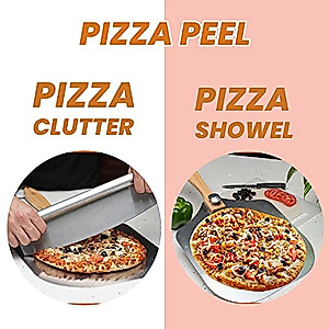 Premium Pizza Peel (12''X 14''), Aluminum Metal Pizza Paddle with Cutter, Pizza Spatula with Foldable Wooden Handle for Easy Storage, Pizza Spatula Paddle for Indoor & Outdoor Ovens PPASH 21