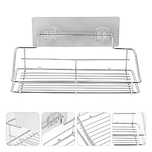 Cabilock 3sets Shampoo Xcm Display Shelf Stainless Soap Hand Toiletry Shower Tissue Drilling Baskets Storage Dish Silver Steel Nail- free X. Kitchen Towel Organizing Floating Wire