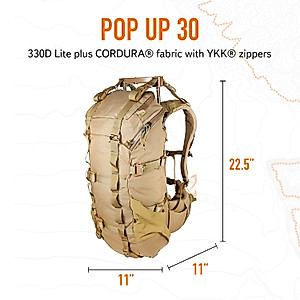 Mystery Ranch Women's Pop Up 30 Hunting Backpack, Weatherproof, Daypack for Travel, Hiking, Outdoors, Camping, 30L, S, Coyote