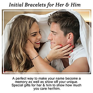 Ursteel Initial Bracelets for Women, S925 Sterling Silver Pendant Matching Bracelets for Couples Letter C Initial Bracelets for Women Teen Girls Couples Bracelets Valentines Gifts for Girlfriend Wife