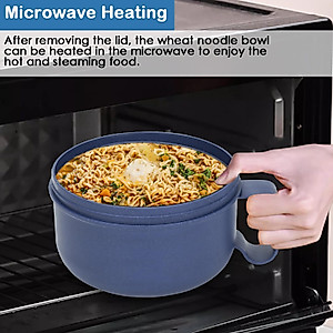 Unbreakable Microwave Soup Mugs with Lids and Handles,Microwave Ramen Bowl with Lid for Soup and Instant Noodles,Oatmeal, Gumbo, Salad,BPA Free (Sapphire Blue)