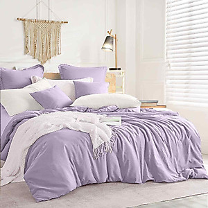 Light Purple Comforter Set Queen Size, 3 Piece Lavender Aesthetic Modern Bedding Set - Soft & Lightweight All Season Microfiber Down Alternative Bed Comforter with 2 Pillow Shams for Women Girls