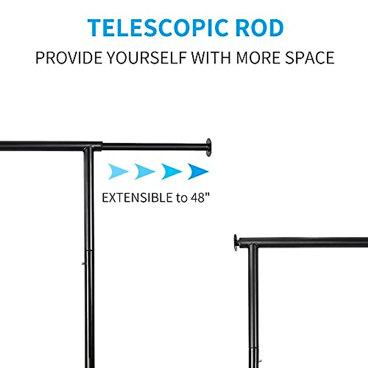 Fishat Standard Rod Simple Rolling Clothing Garment Rack for Hanging Clothes, Metal Clothes Organizer with Lockable Wheels for Dorm Bedroom Home Balcony (Black)