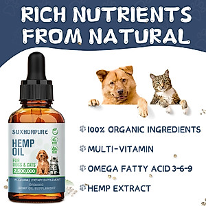 Natural Oil for Dogs and Cats - Natural Oil Drops with Omega Fatty Acids - Hip and Joint Support and Skin Health 240320146