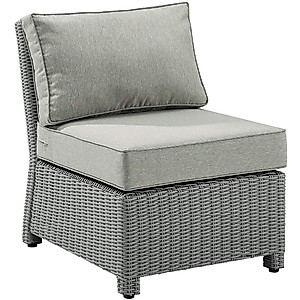 Crosley Furniture Bradenton 2-Piece Outdoor Chair Set, Wicker Patio Chairs for Conversation, Porch, Deck, Gray with Gray Cushions
