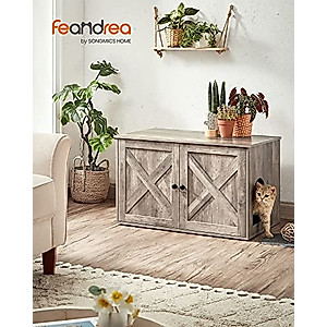 Feandrea Cat Litter Box Enclosure, Litter Box Furniture Hidden with Removable Divider, Indoor Cat House, End Table, 31.5 x 20.9 x 19.7 Inches, Greige UPCL002G01