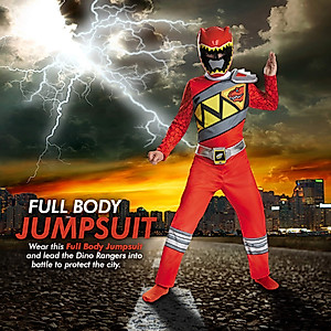 Red Power Rangers Costume for Kids. Official Licensed Red Ranger Dino Charge Classic Power Ranger Suit with Mask for Boys & Girls, Small (4-6)