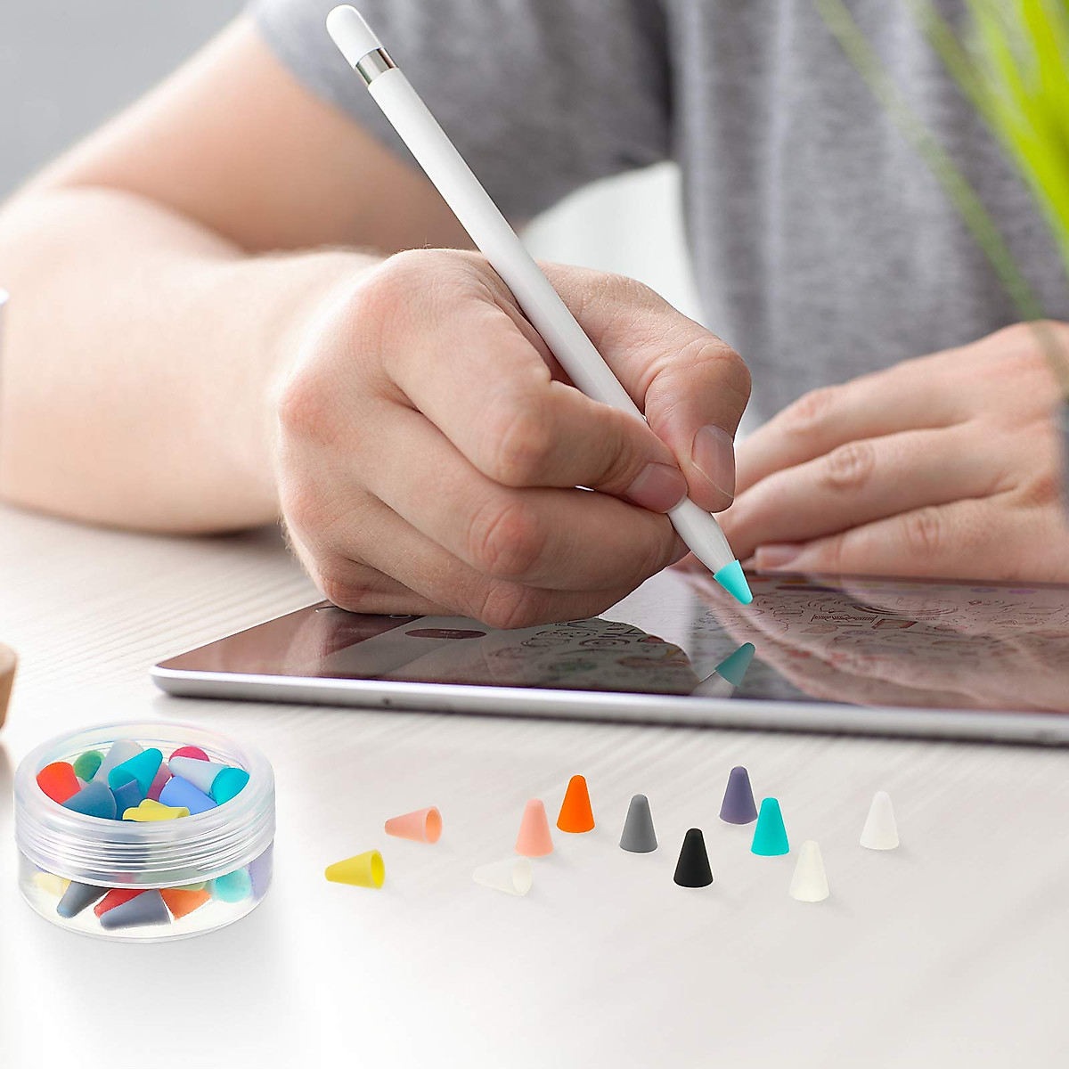 Weewooday 24 Pieces Silicone Nibs Covers Compatible with Pencil 1st and 2nd Generation, Pencil Tip Cover Anti-Slip Protective Cover Noiseless Drawing Writing, 12 Colors