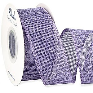 Ribbli Light Purple/Lavender Burlap Wired Ribbon,1-1/2 Inch x 10 Yard, Easter Wired Edge Ribbon for Big Bow,Wreath,Tree Decoration,Outdoor Decoration