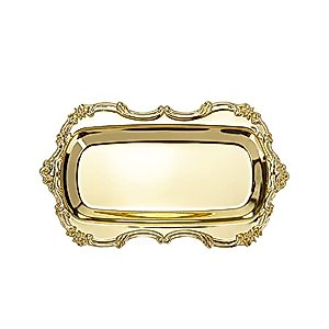 KUMGROT Fancy Serving Tray Tea Coffee Serving Tray Vintage Jewelry Organizer Elegant Dessert Platter Candy Table Supplies for Birthday Party Wedding Gold