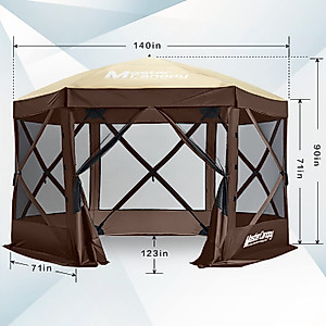 MASTERCANOPY 12x12 Portable Screen House Room Pop up Gazebo Outdoor Camping Tent with Carry Bag (12x12,Beige&Coffee)