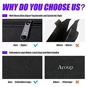 Black Lunch Bag for Men - Insulated Lunch Bags for Women Lunch Bag Tote with Zipper Lunch Tote Bag for Women Simple Lunch Box Reusable Insulated for Men Lunch Bags Small Adult Lunch Box Tote Bag