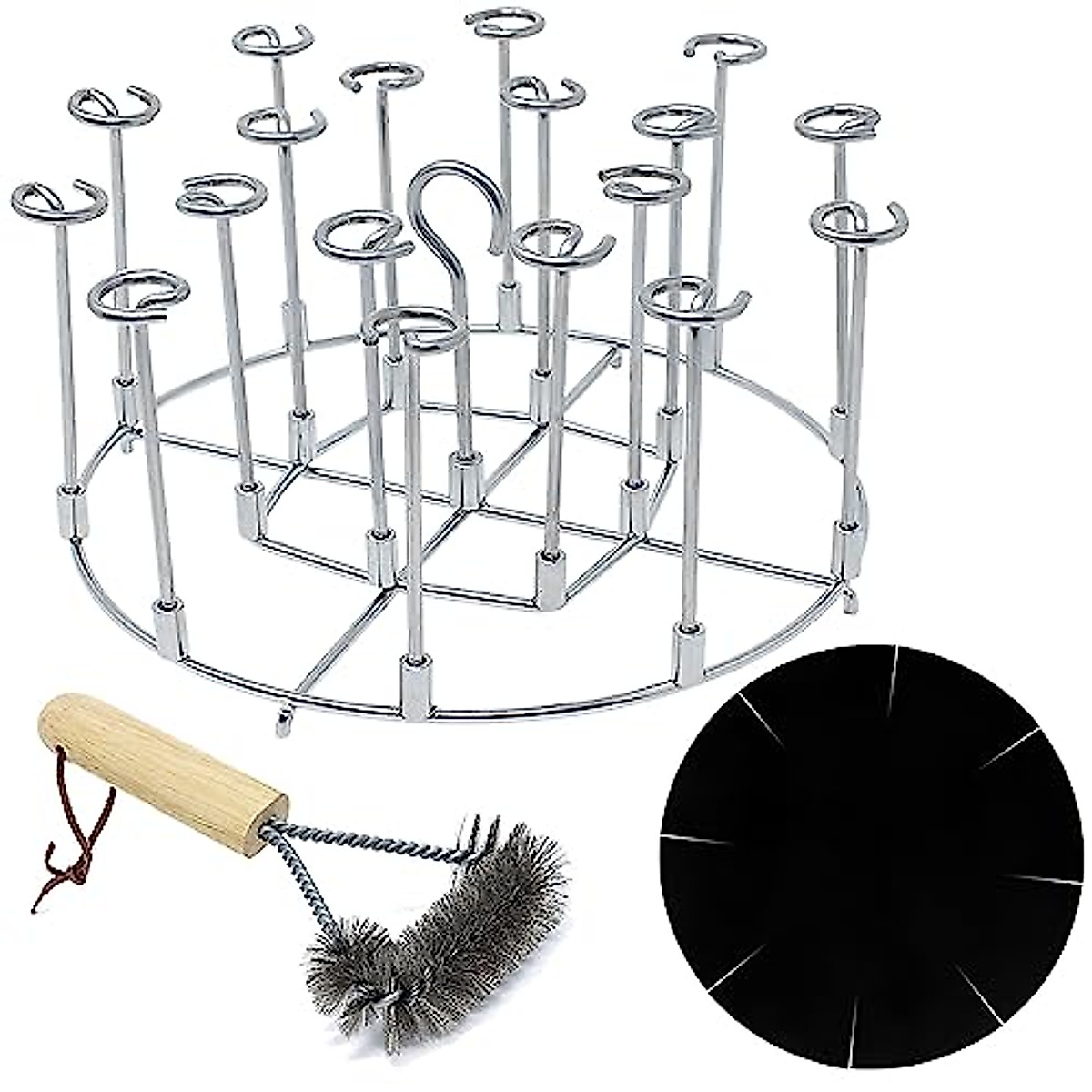 Air Fryer Rack Skewer Stand Compatible with Ninja Foodi Pressure Cooker, Instant Pot 6 quart, 8 quart, Cosori, Comfee, CHEF iQ +More, Kabob Airfryer Accessories Stainless Steel by INFRAOVENS