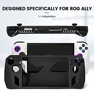 OPTOSLON Silicone Case with Kickstand Compitable with ASUS ROG Ally Gaming Handheld, Protective Cover Skin Shock-Absorption and Anti-Scratch with 2 Thumb Grips