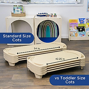 Angeles SpaceLine Nap Cots, Kids Daycare and Preschool Sleeping Cot, Standard Size, Set of 4, Sand