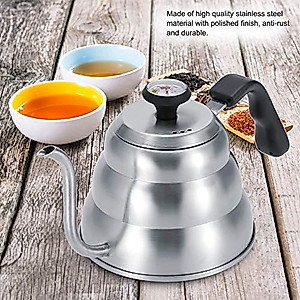 Stainless Steel Coffee Tea Pot Pouring Drip Kettle with Gooseneck and Built in Thermometer Durable Stainless Steel Kettle(1L)